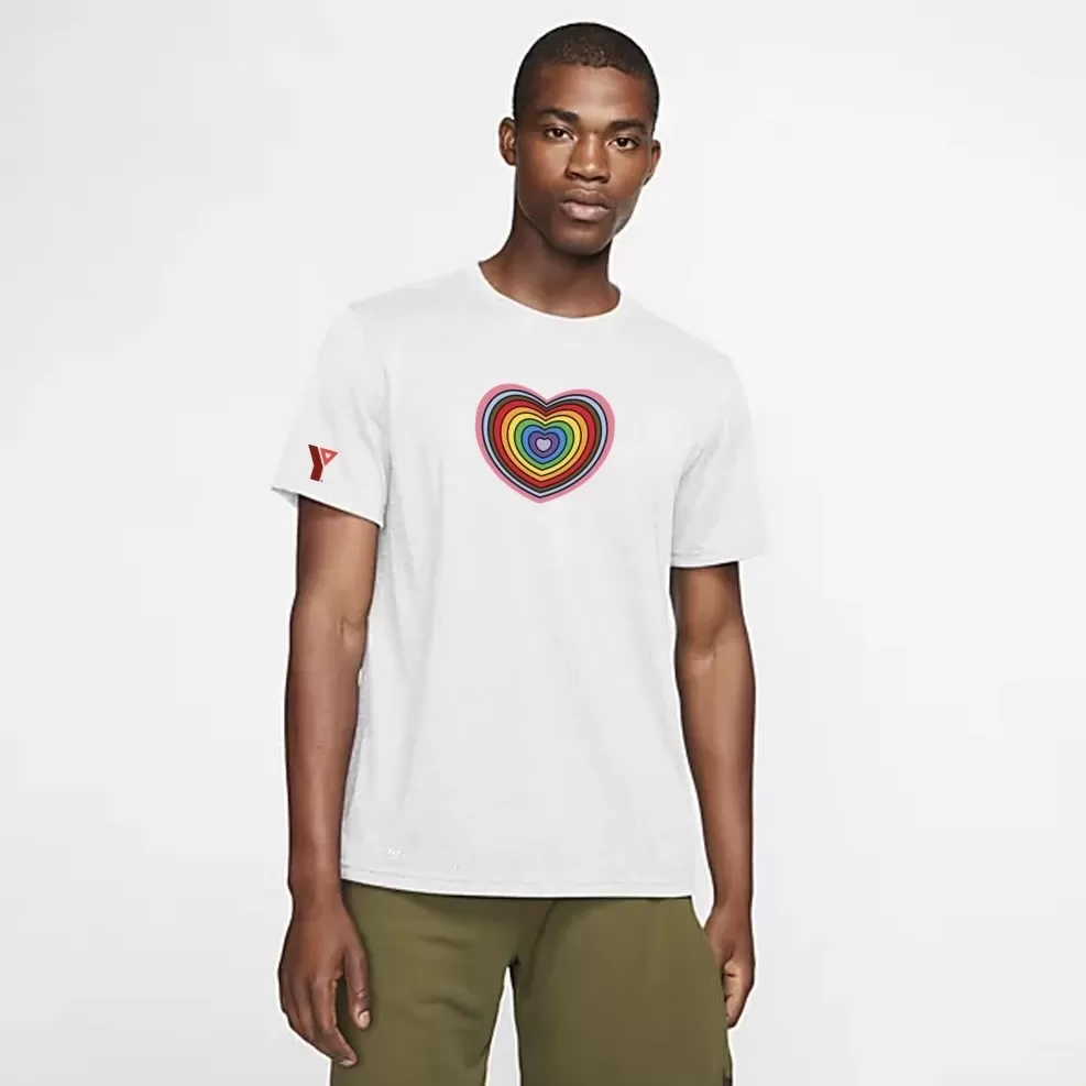 Rainbow Heart T-Shirts Pre-Order | YMCA Hamilton | Burlington | Brantford